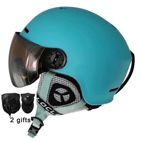 Locle 스키 헬멧 고글 바이저 남성 여성 스노보드 스노우보드 오토바이 스노모빌 스케이트보드 안전 마스크 겨울 보온 플리스 헬멧 스키헬멧 스노헬멧 스노헬멧스키용 헬멧