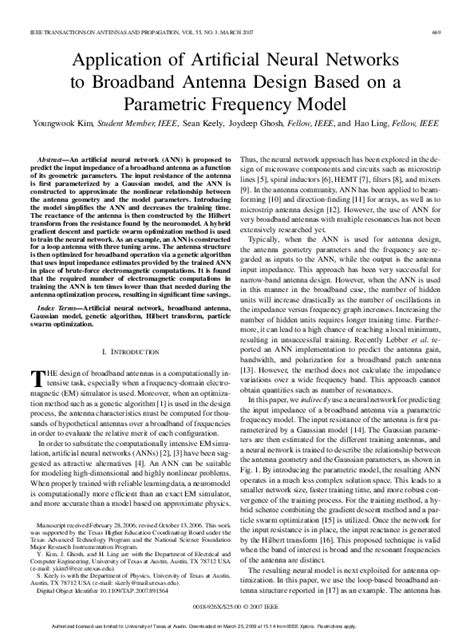 pdf application of artificial neural networks to broadband antenna