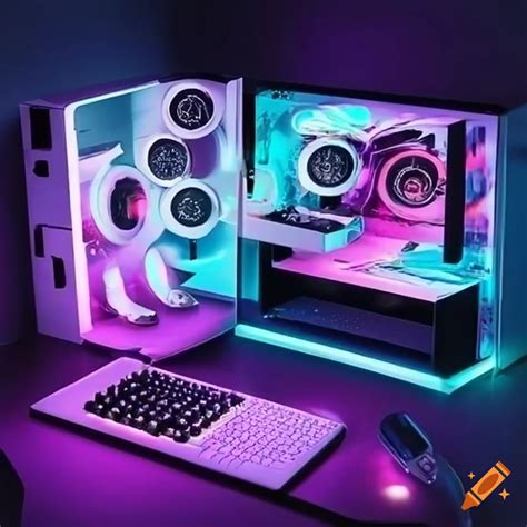 White Gaming Setup On Craiyon