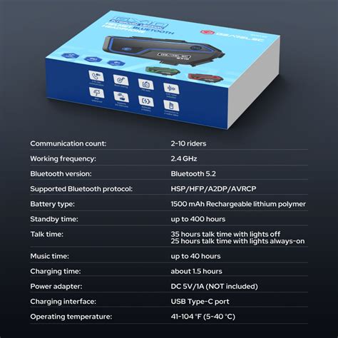 Gearelec Gx10 Motorcycle Helmet Intercom Headset For 10 Riders 2000m Bluetooth 5 2 Ip67 Shopee