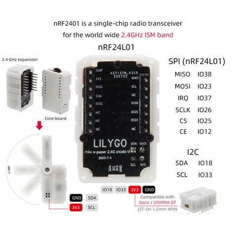 Mini E Paper Shield Nrf24l01 24g Transceiver Module 24ghz Ism Band 180° Rotation Antenna