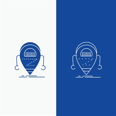 android beta droid robot technology line and glyph web button in blue color vertical banner