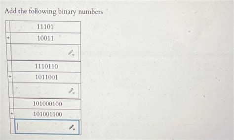 Solved Add The Following Binary Numbers