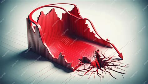 Dramático Descenso De La Línea Del Gráfico Rojo Vector Premium