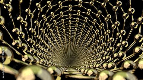 Zigzag Carbon Nanotube Hexagonal Structure 3d Render With Dark Background Stock Illustration