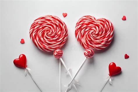 красно-белые спиральные леденцы с двумя красными леденцами в форме ...