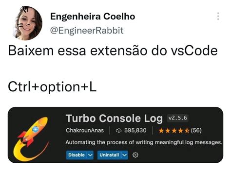 Vinicius Rossi Da Silva No Linkedin Essa Extensão No Vscode Ajuda A Criar Um Consolelog Com