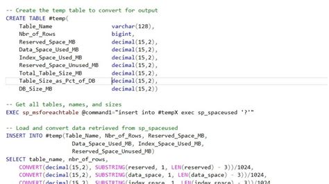 Sql Server Find Table Sizes