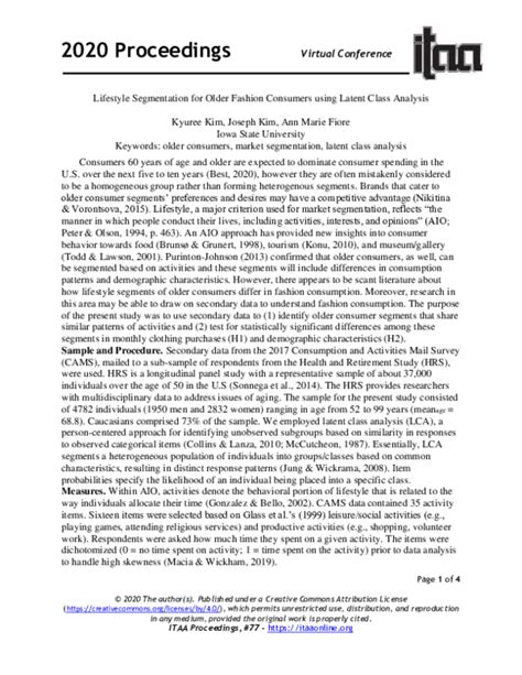 Pdf Lifestyle Segmentation For Older Fashion Consumers Using Latent
