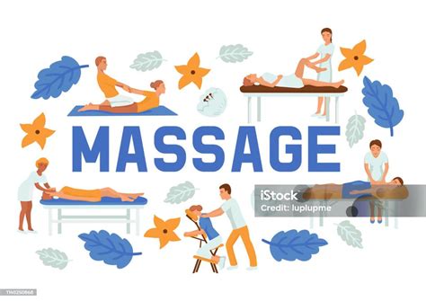 의료 마사지 사람들 포즈 세트의 배너 벡터 일러스트 레이 션 치료 조작을 수행 하거나 환자를 마사지 하는 골 골 요법 척추 지압 전문가의 집합입니다 마사지에 대한 스톡 벡터