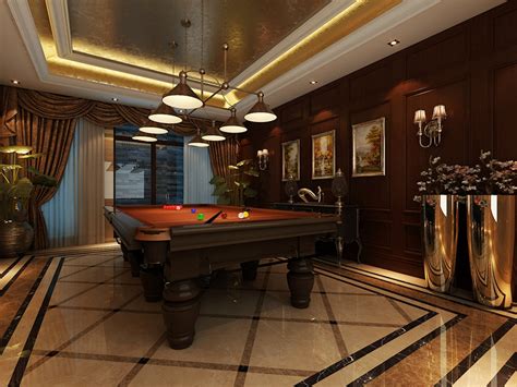 欧式豪华别墅台球室装修效果图片别墅设计图
