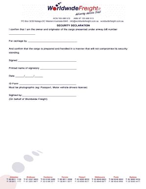 Fillable Online SECURITY DECLARATION Fax Email Print PdfFiller