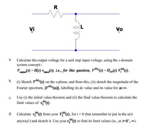 Solved R L Vi Vo ㄷ a Calculate the output voltage for a Chegg com