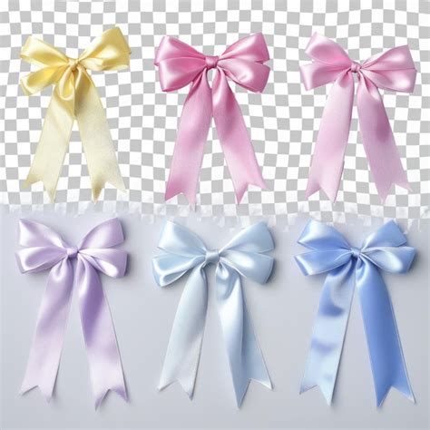 A Set Of Different Colored Bows Are Shown On A White Background