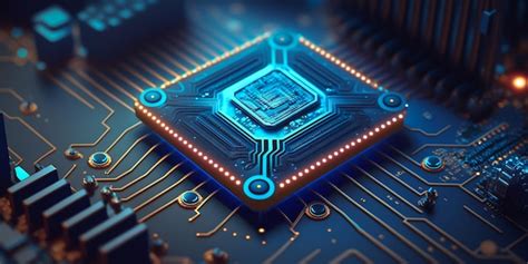 Premium Photo Futuristic Electronic Microchip Circuit Board Close Up Concept Illustration