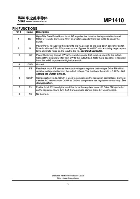 Mp1410 Monolithic Step Down Converter Handm Semi