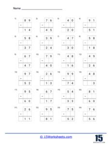 No Regrouping Subtraction Worksheets 15 Worksheets Com