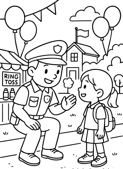 ภาพระบายสีตำรวจและเด็กตลก ดาวน์โหลด พิมพ์ หรือระบายสีออนไลน์ได้ฟรี