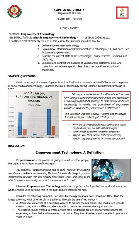 Empowerment Technology Summaries Technology Docsity