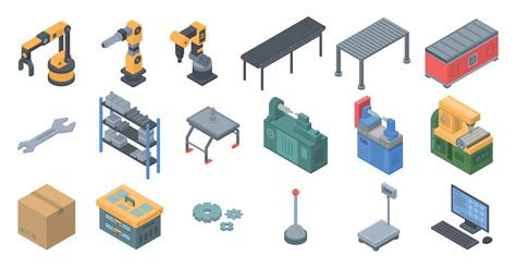 Assembly Line Icons Set Isometric Style 8995508 Vector Art At Vecteezy