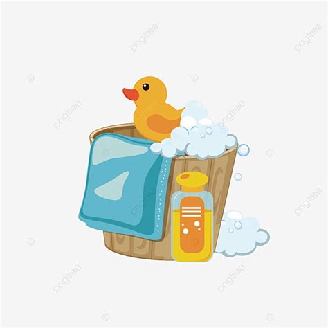 목욕 통 목욕하다 수건 작은 노란 오리 Png 일러스트 및 벡터 에 대한 무료 다운로드 Pngtree