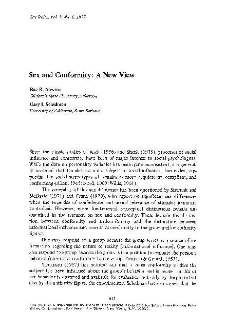 Pdf Sex And Conformity A New View