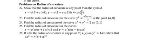 Of The Curve Problems On Radius Of Curvature 22 Show That The Radius O