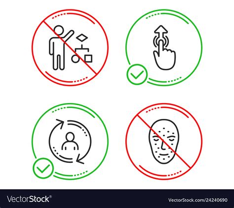 algorithm swipe up and user info icons set face vector image
