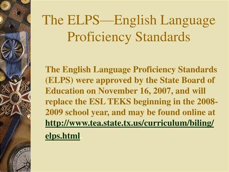 Ppt The Elps—english Language Proficiency Standards Powerpoint