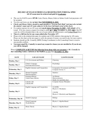 Fillable Online 2023 AP Exam Date Calendar AP Babes College Board Fax Email Print PdfFiller