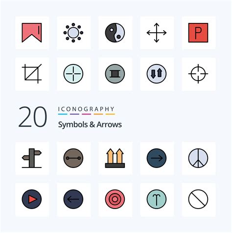 20 Symbols Arrows Line Filled Color Icon Pack Like Parking Opposites Symbolism Navigation Arrows