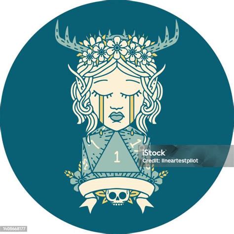 슬픈 엘프 드루이드 캐릭터 얼굴 자연스러운 D20 롤 일러스트 레이 션 굴리기에 대한 스톡 벡터 아트 및 기타 이미지 굴리기 꼬마 요정 드루이드교 Istock