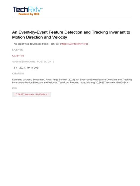 An Event By Event Feature Detection And Tracking Invariant To Motion Direction And Velocity