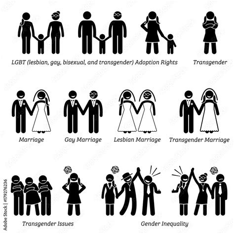Vector De Stock Sex Equality Sexism Social Problems Stick Figure Pictogram Icons Illustrations
