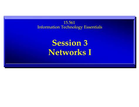 Networking 1 Lecture 15 Information Technology Essentials Session 3 Networks I Outline Point