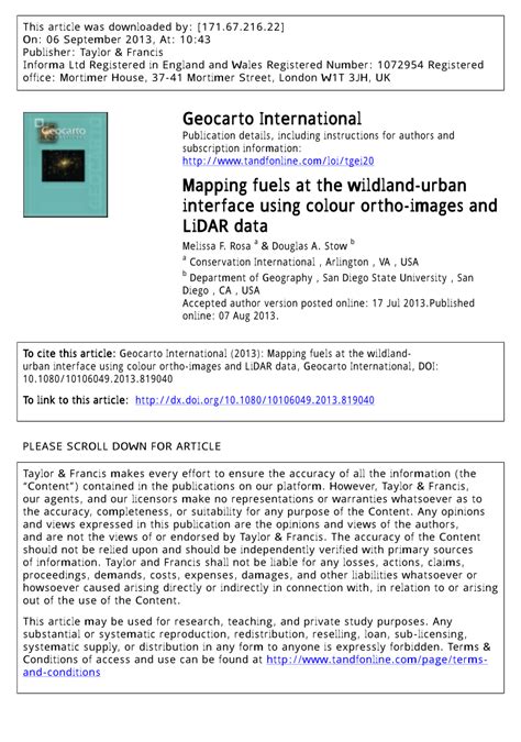 Pdf Mapping Fuels At The Wildland Urban Interface Using Colour Ortho