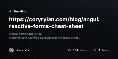 Blogangular Reactive Forms Cheat Sheet Stackblitz