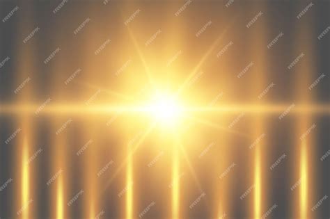 투명 배경에 흰색 조명 광선 효과 현실적인 햇빛 프리미엄 벡터