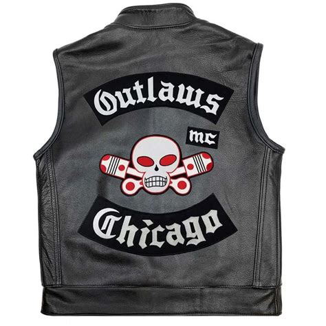 Mens Outlaw Chicago Mc Leather Vest Sleek Sleeveless Style Jacket Hero