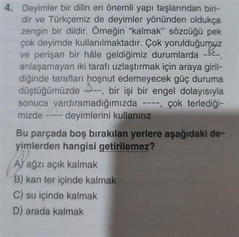 4 deyimler bir dilin en önemli yapı taşlarından biri dir ve türkçemiz