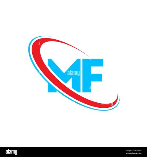 MF M F Letter Logo Design Initial Letter MF Linked Circle Upercase Monogram Logo Red And Blue