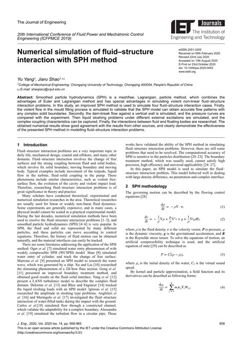 Pdf Numerical Simulation Of Fluidstructure Interaction With Sph Method