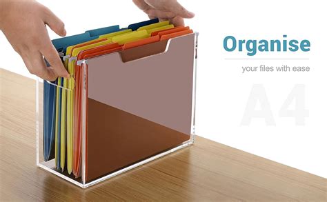 Dinghuo Acrylic File Folder Organizer Hanging File Organizer Box File Holder With