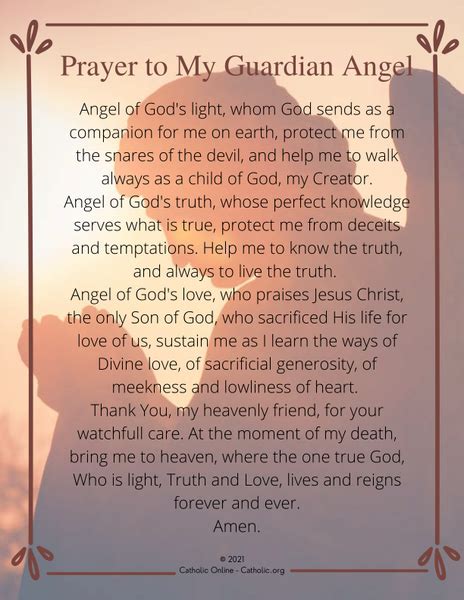 What Is The Catholic Guardian Angel Prayer