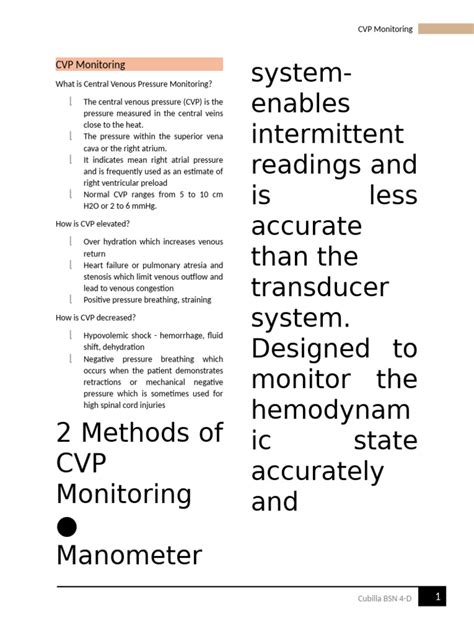 Cvp Monitoring Pdf