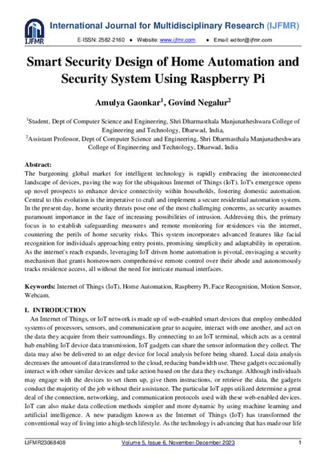 Pdf Smart Security Design Of Home Automation And Security System Using Raspberry Pi