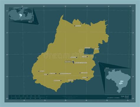 Goias Brazil Solid Labelled Points Of Cities Stock Illustration