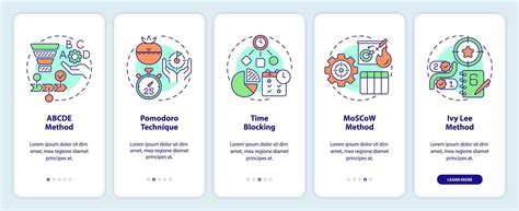 Prioritization Techniques Onboarding Mobile App Screen Walkthrough 5 Steps Editable Graphic
