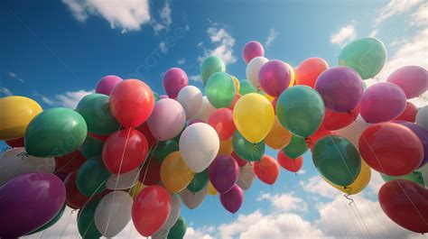 3d 하늘에서 생생한 풍선 축하 깜짝 파티 생일 리본 생일 패턴 배경 일러스트 및 사진 무료 다운로드 Pngtree