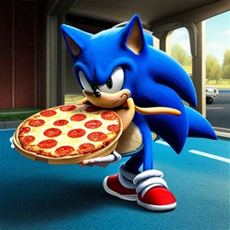 Sonic Delivering Pizza Free Ai Art Generator